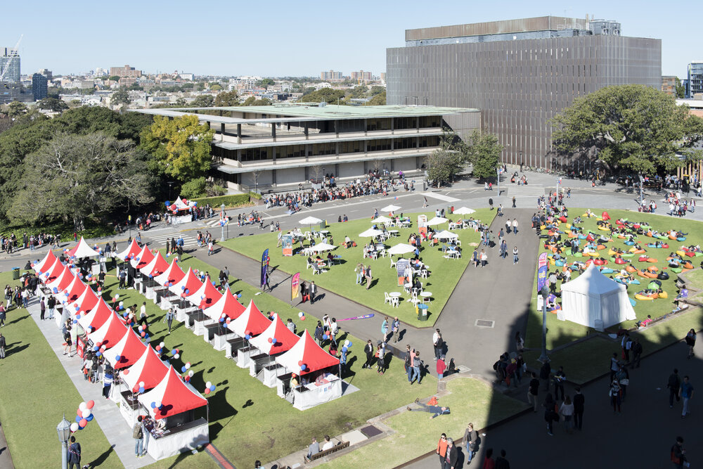Aerial View of Open Day Activities on Front Lawn | University of Sydney ...